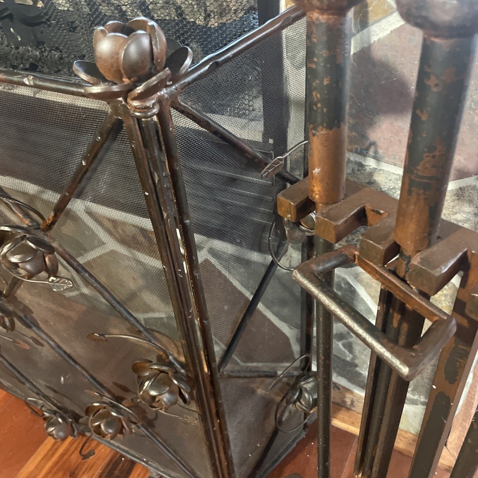 Vintage Jan Barboglio Chocolate Rose Fireplace Screen 20 Roses with ...