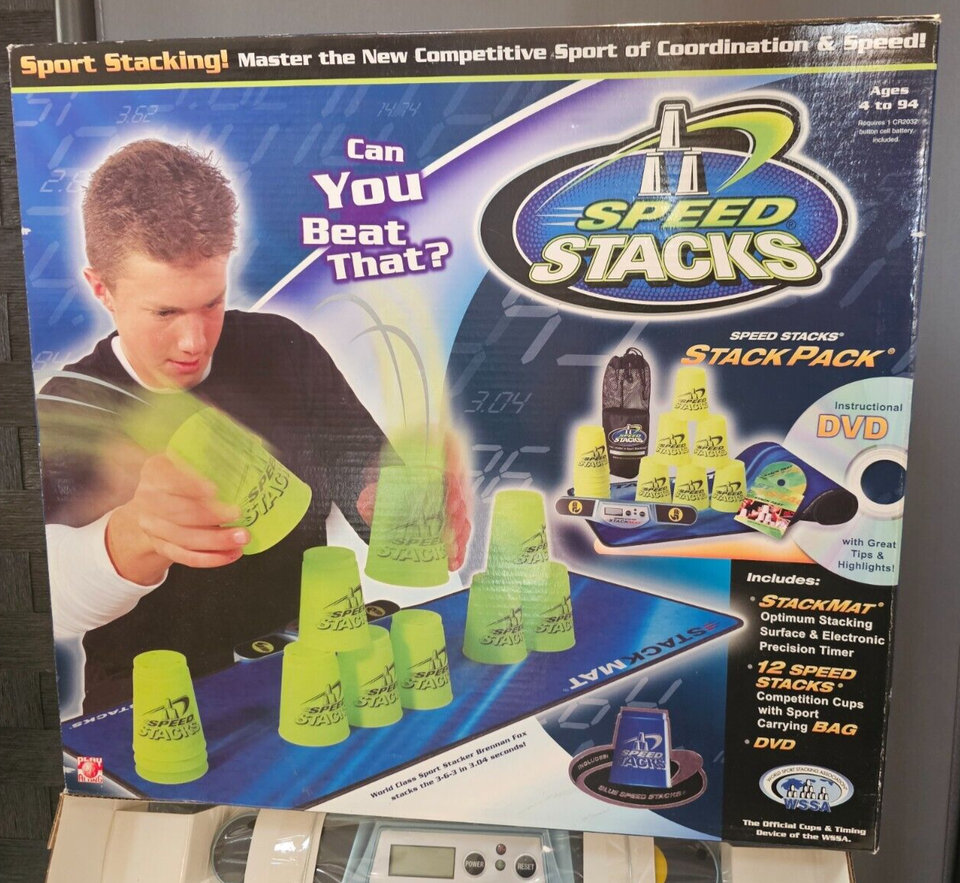 NEW 2006 Speed Stacks SET Sport Stacking Cups MAT Timer DVD Blue WSSA ...