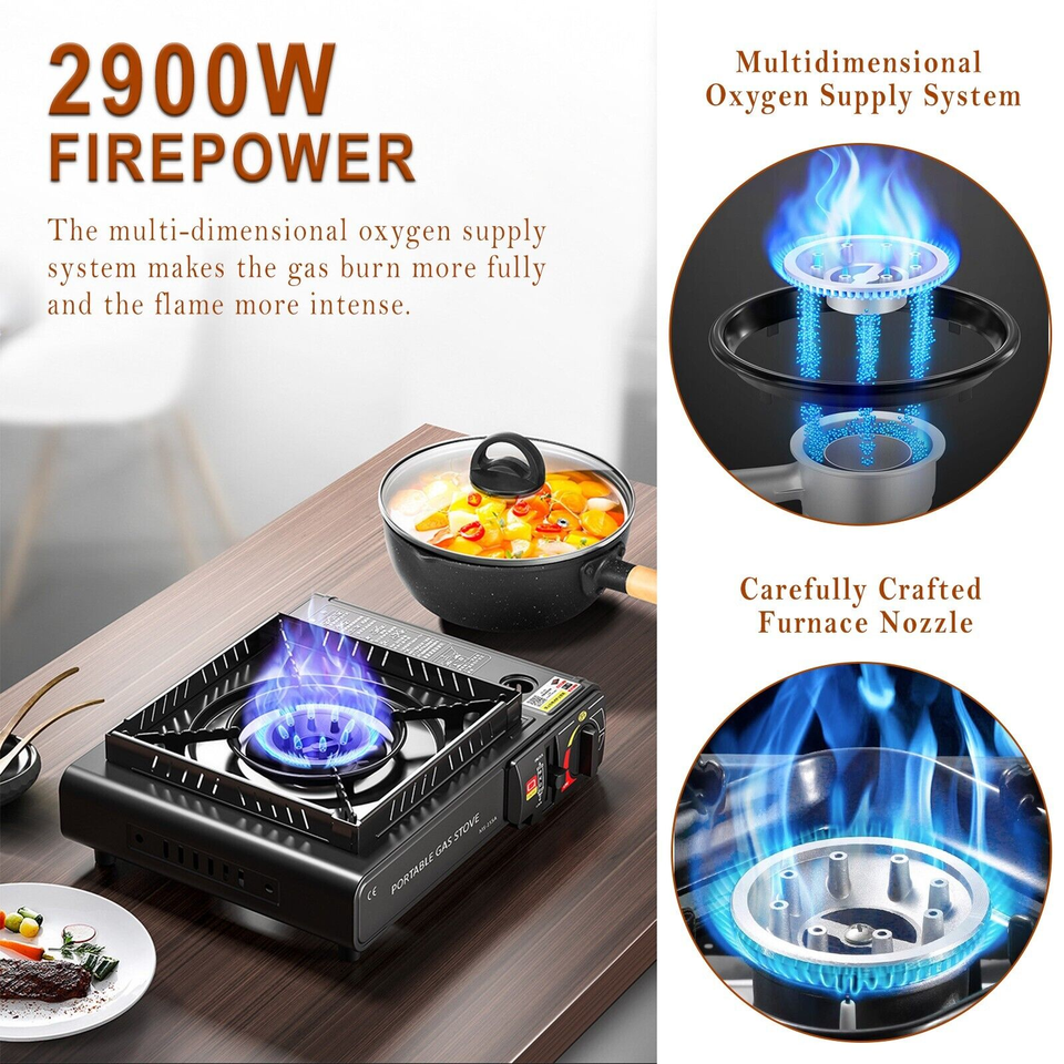 1/2/3 Stove Portable Camping Gas Stove Cast Iron Propane Burner Single/Dual Fuel | eBay