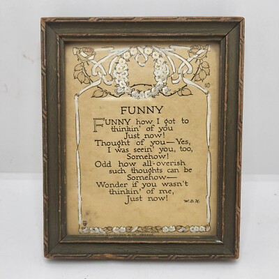 Small Vintage Framed Buzza Motto Style Poem "Funny" | eBay