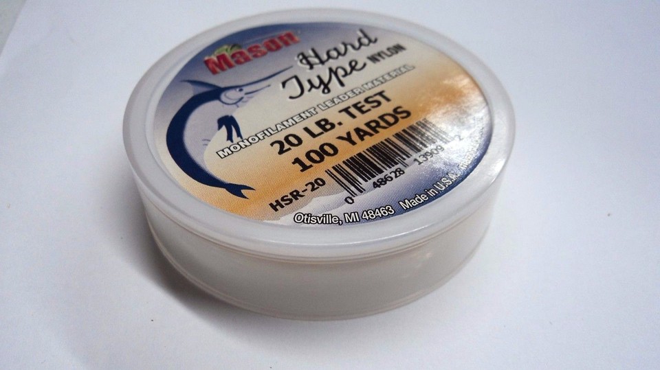 Mason Hard Type Nylon 20# Mono Leader Material 100 Yard, Clear #HSR-20 ...