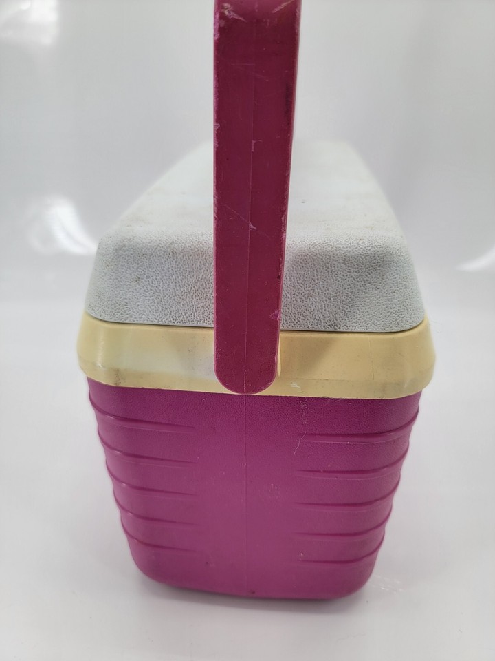 Vintage PINK Rubbermaid Mini Ice Chest Cooler Lunch Box 2901 3 Qt Holds ...