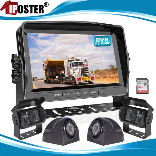 7" Quad Monitor DVR 4PIN 4x 360 View 1080P AHD 2M front Side Backup ...