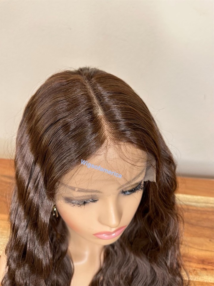 Wig Lace Front Brown Color Lace Front Middle Part 28 Inch Long Heat Ok ...