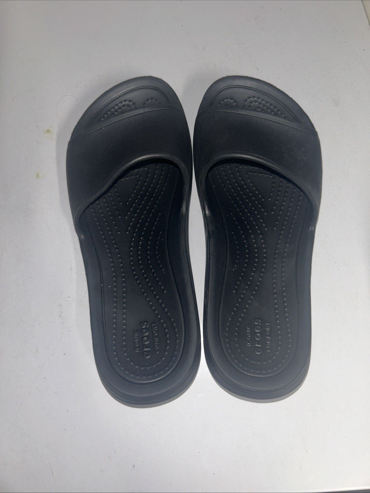 Crocs Iconic Comfort Classic Slides Sandals Black Siz… - Gem