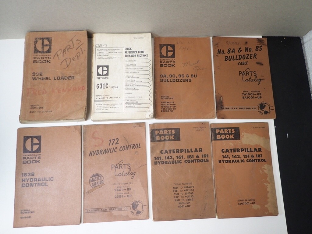 Lot of (8) Vintage Caterpillar Parts Books Manuals & Catalogs | eBay