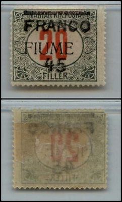 FIUME - 1919 - SEGNATASSE FRANCO 45 su 20 Filler DOPPIA SOPRASTAMPA ...
