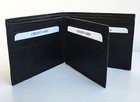 Black Genuine Leather Mens European Wallet Center Flap Thin 12 Cards ...