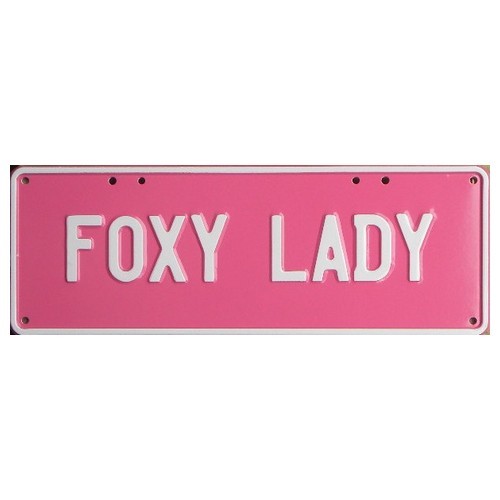 Novelty Number Plate - Foxy Lady - White On Pink AUS Licence Plate Sign ...