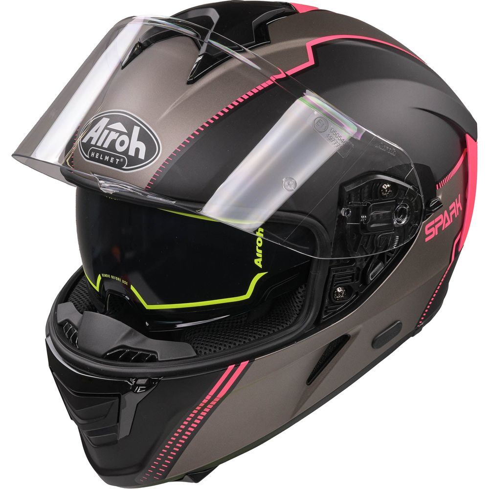 Airoh Spark Flow Moto Motorcycle Motorbike Full Face Helmet Matt Black / Pink | eBay