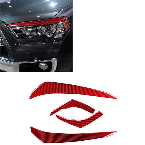 4x Red Carbon fiber Headlight Eyebrow Eyelid Sticker Trim For Toyota ...