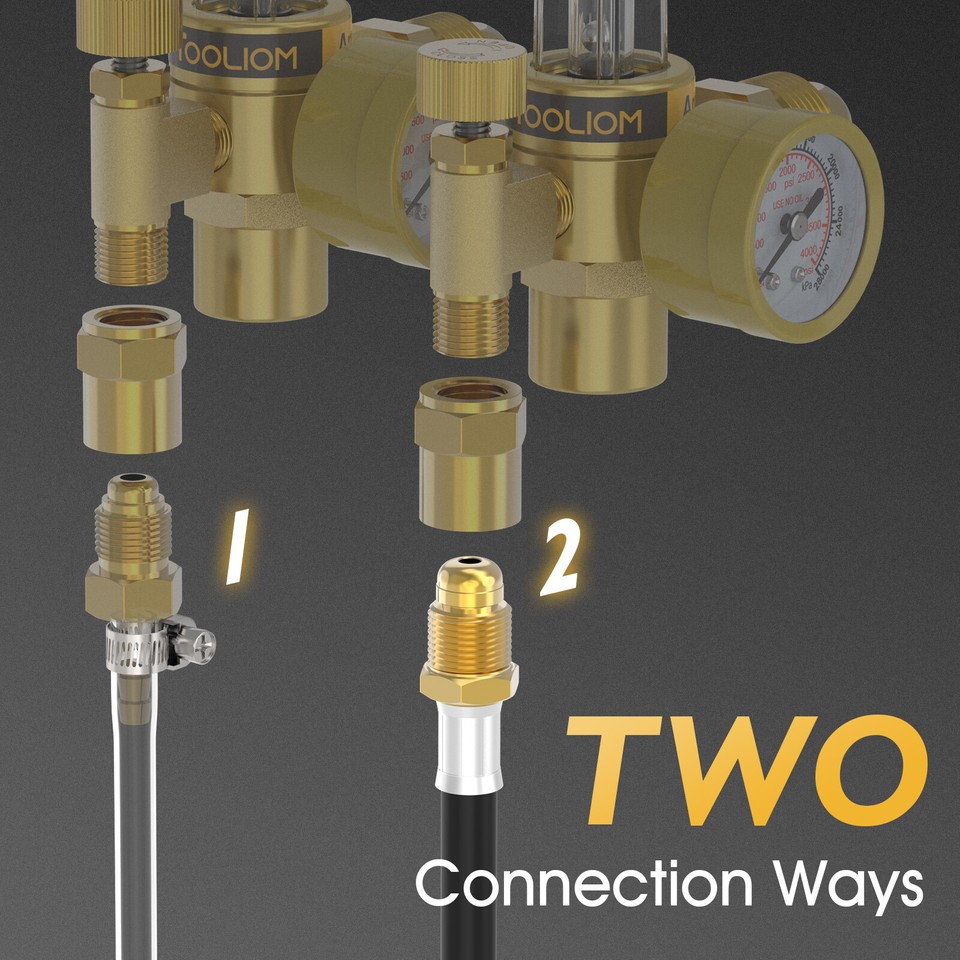 CGA-580 Inlet Gas Regulator 60 CFH TOOLIOM CO2/Argon Flow Meter ...