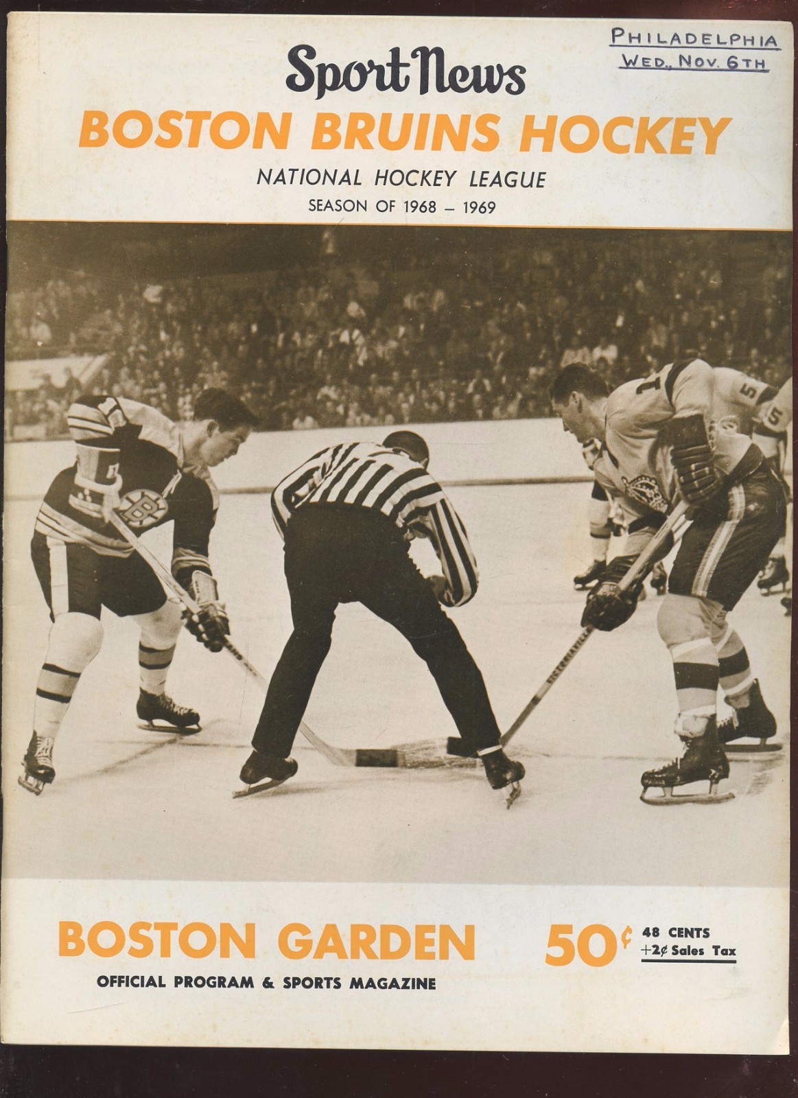 November 6 1968 NHL Hockey Program Detroit Philadelphia Flyers at ...