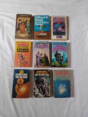 9 Vintage CLIFFORD D SIMAK PB Sci-Fi Books. City, Project Pope, Time ...