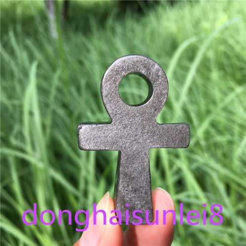 1.8" Natural silver obsidian Ankh Pendant Carved Quartz Crystal Cross ...