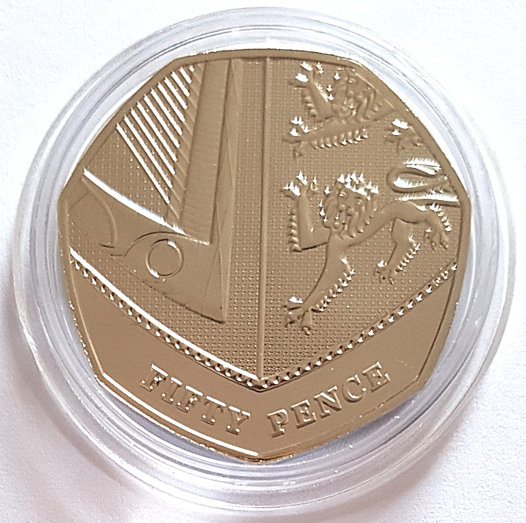 Various date Shield fifty pence 50p coins Brilliant Uncirculated 2008 ...