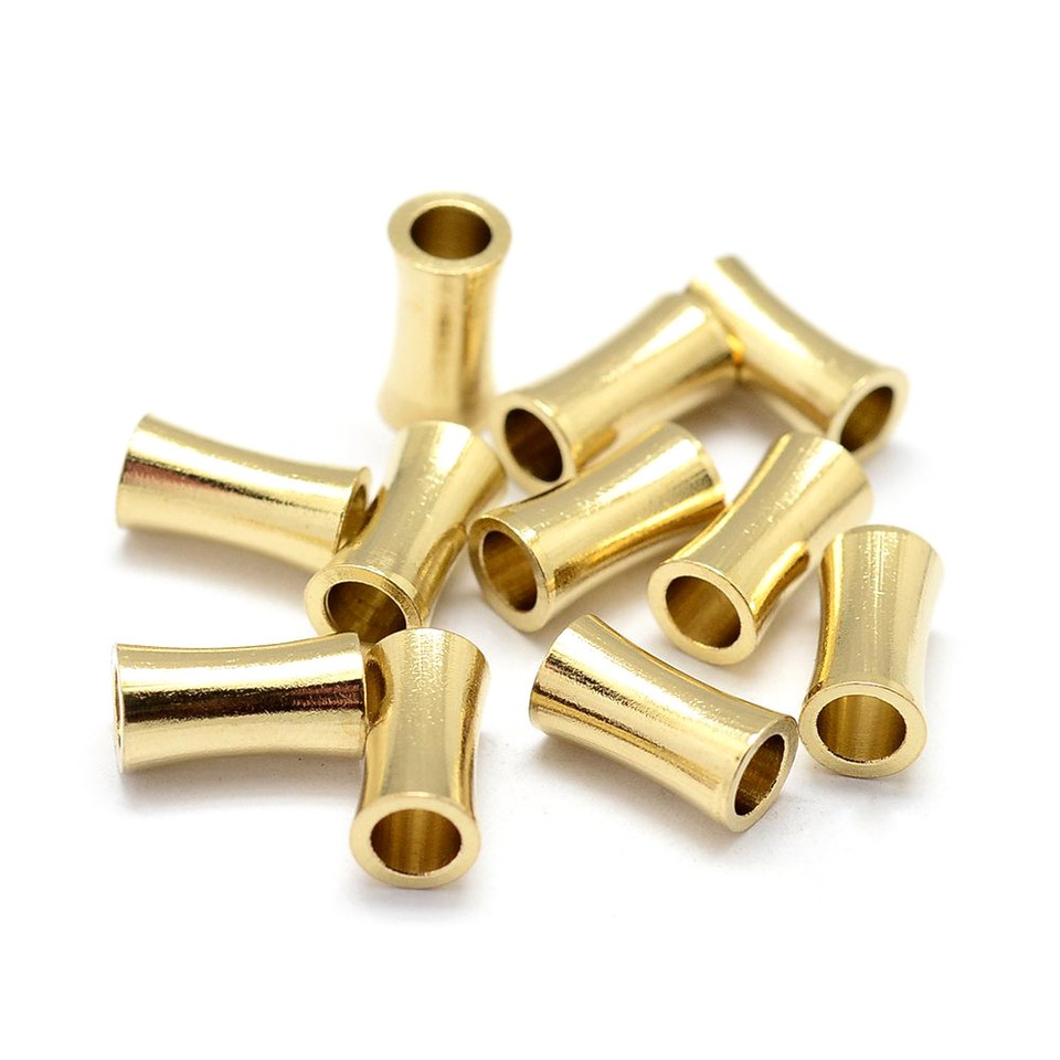 50pcs Unplated Brass Column Metal Beads Smooth Nickel Free Loose ...