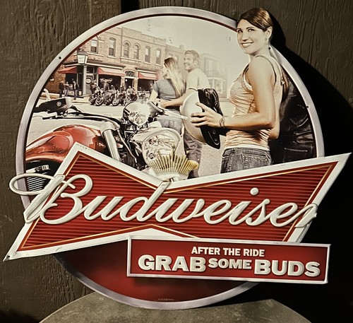 Beer Sign Budweiser After The Ride Grab Some Buds Sign Budweiser Metal ...