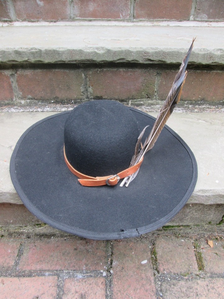REENACTOR 18TH C COLONIAL LONGHUNTER BLACK WOOL HAT REV F&I WAR SZ 7 ...