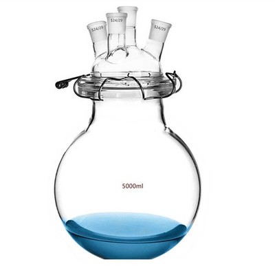 24/29 Glass Reactor Four Necks Flat Bottom 4-Neck Lab Chemistry ...