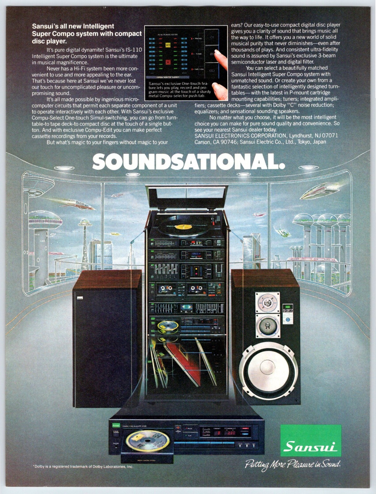1984 SANSUI SUPER COMPO SYSTEM Vintage 8"X11" Magazine Ad 1980's BAS12 ...