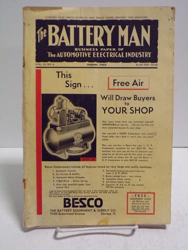 The Battery Man Vol. 13 No 8, August 1932, Industrial Magazine ...