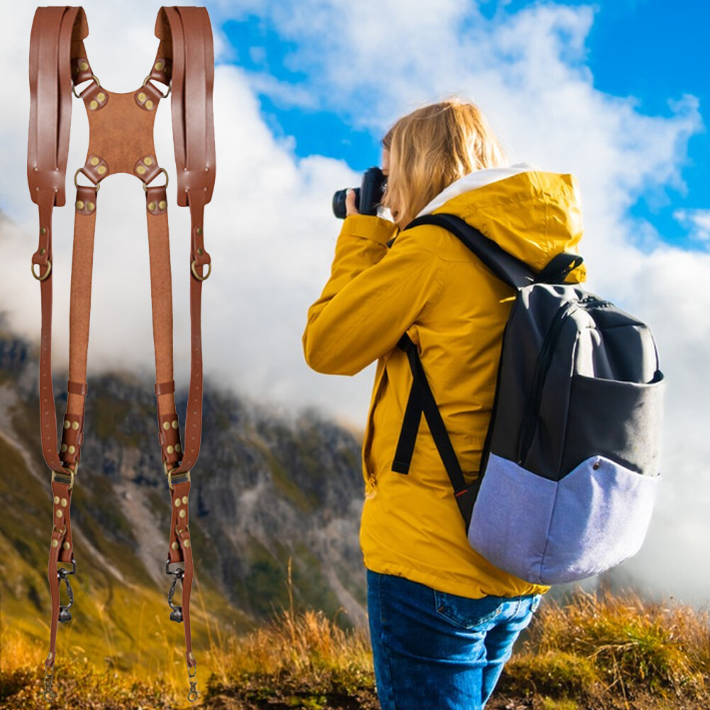 Two-Cameras Shoulder Strap Adjustable Harness Camera Accessories (Dark ...