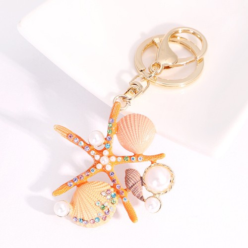 New Starfish Keychain Women/Girl's Handbag Scallop Pearl Pendant Key ...