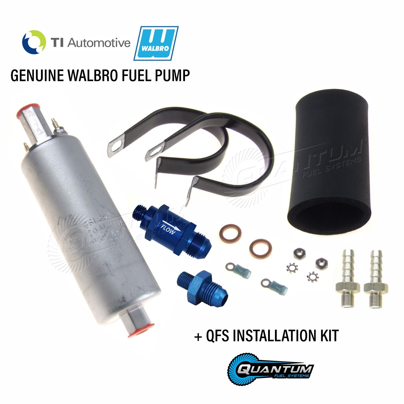 GENUINE WALBRO/TI GSL391 190LPH Inline Ext Fuel Pump +8AN Fittings +Check Valve | eBay