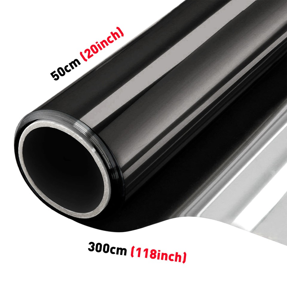 ONE WAY PRIVACY FILM 50X300CM Black PET Sun Block UV Reflective Window ...