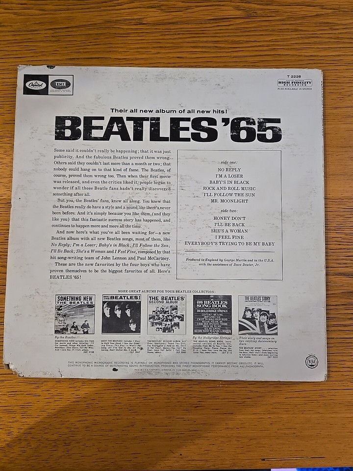 The Beatles - Beatles 65 LP - 1965 Apple Rec. ST 2228 VINYL McCartney ...