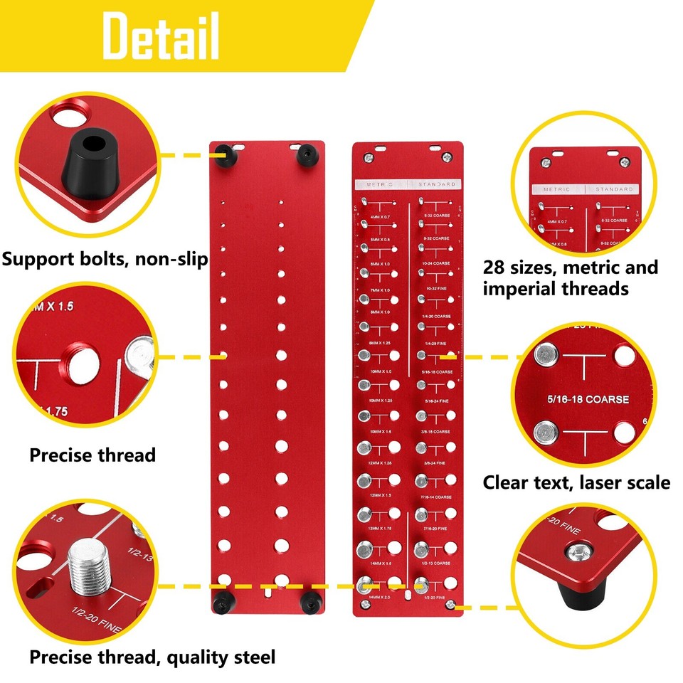 28 Nut and Bolt Inch and Metric Thread Checker Screw Thread Identifier ...