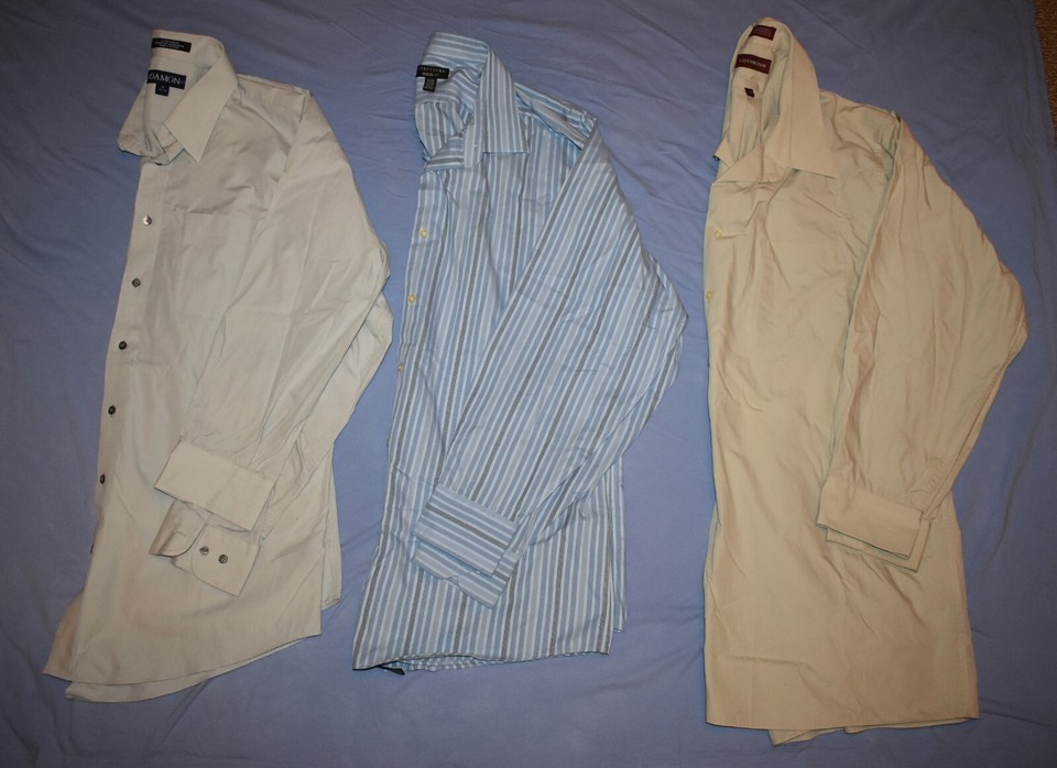 Lot of 3 Men's Dress Shirts XL 17-17 1/2 (34-35) STRUCTURE DAMON ...