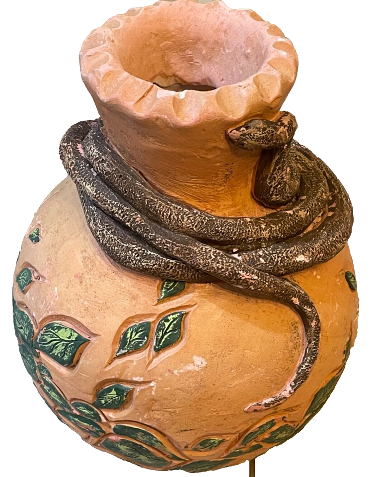 Vintage Large Native American Pottery Snake Pot Vase Signed Comanche 19 ...
