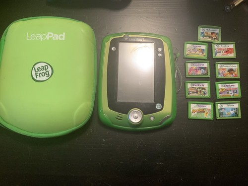 Leap Frog LeapPad 2 Explorer GREEN w/ COVER+STYLUS 9 GAMES & carry case ...