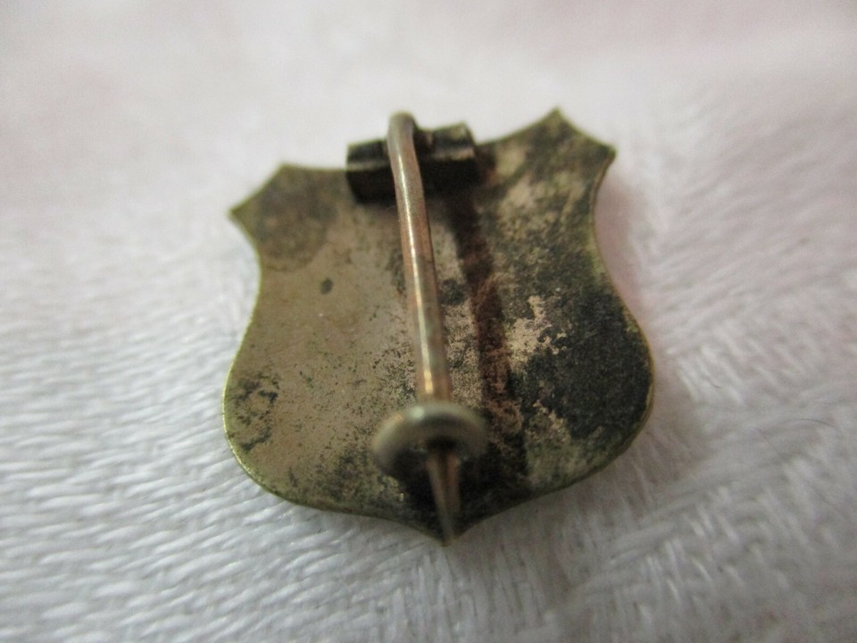 Vintage gold red & blue Enamel Pin Pinback Labor Omnia Vincit Labor ...