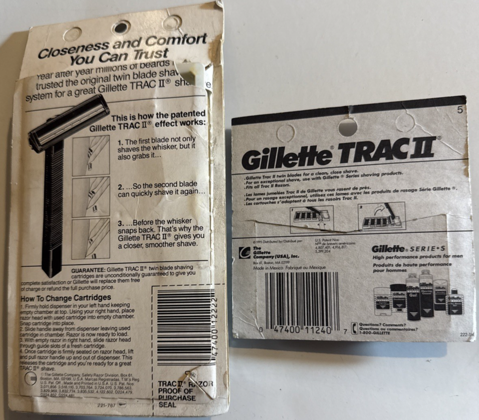 Vintage Gillette USA Trac II Twin Blade Razor New Old Stock with 7 ...