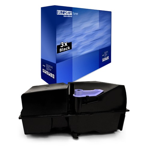3x Europcart Toner Black Replaces Kyocera TK-820K TK820K TK 820 TK820 ...