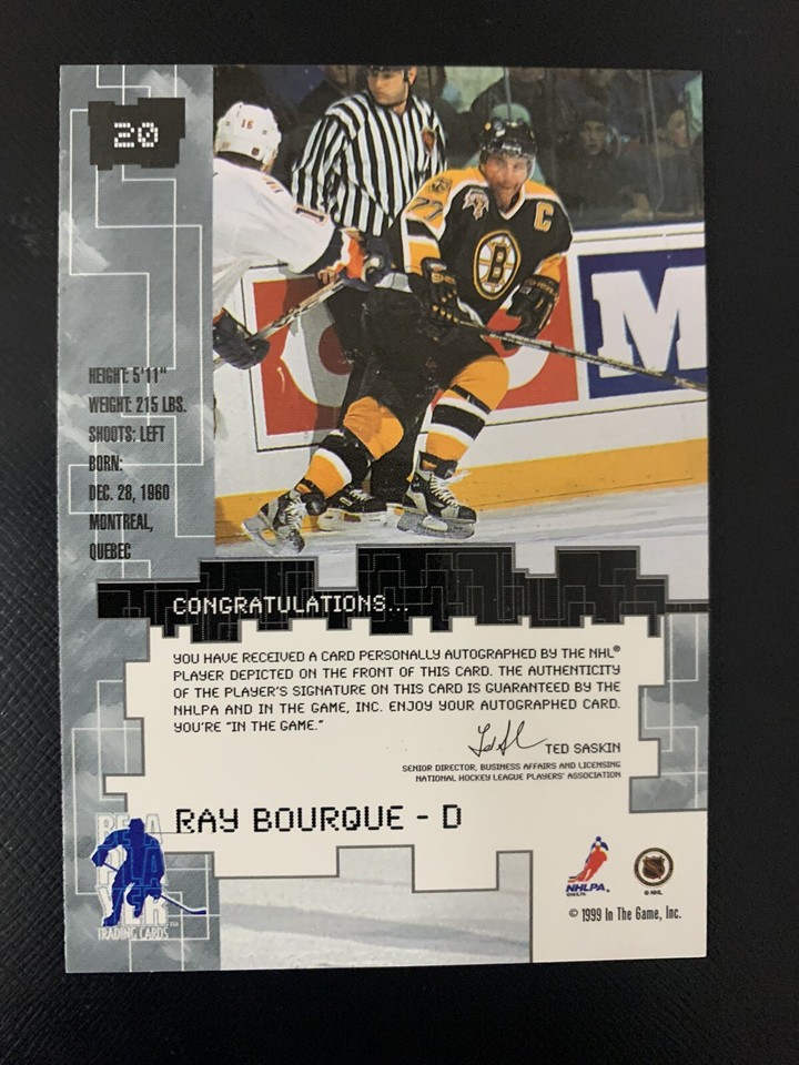 1999-00 BAP In The Game Millennium Signature Series Ray Bourque #20 ...