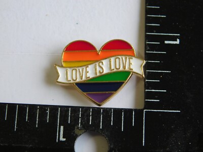GAY PRIDE LGBT RAINBOW HEART LOVE IS LOVE PIN | eBay