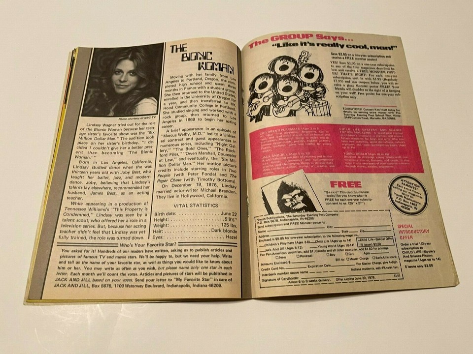 Jack & Jill Magazine May 1978 Bionic Woman Lyman Bostock | eBay