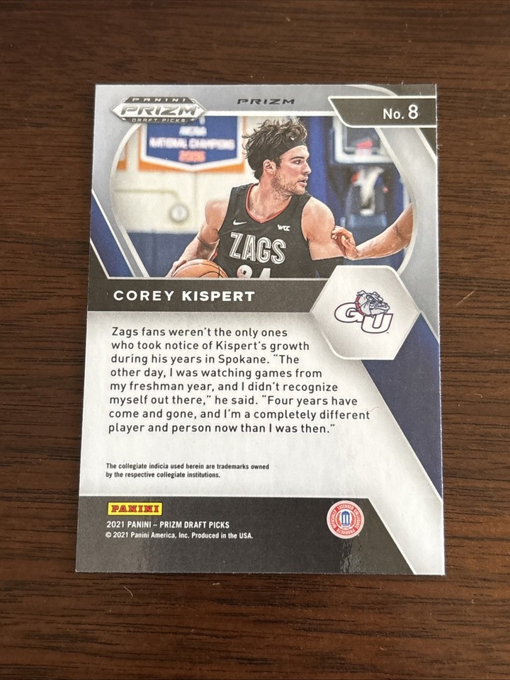 2021-22 Prizm Draft Picks Corey Kispert RC Red Cracked Ice #8 | eBay