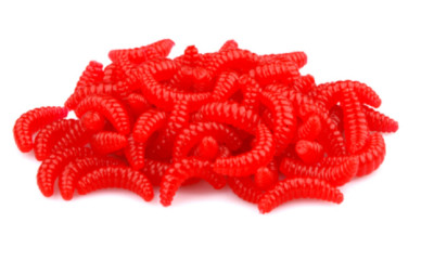 50 Red 2cm Artificial Maggots Lure Soft Sinking Bait Fake Carp Bream ...