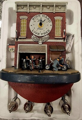 Bradford Exchange Cuckoo Clock with Lights: Freedom Choppers Motorcycle ...