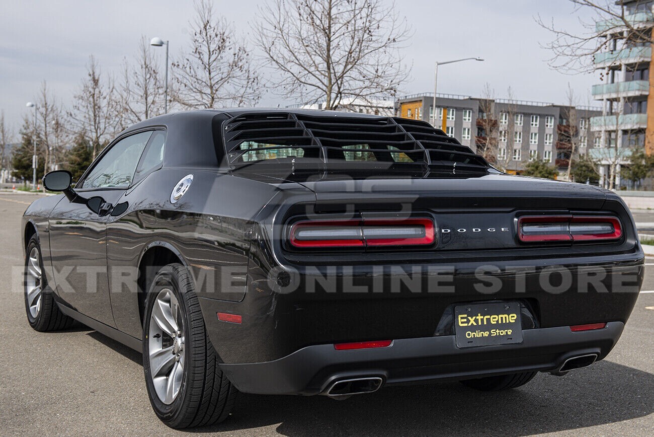 Fit 08-up Dodge Challenger ABS Primer Black Rear Window Louver Cover ...