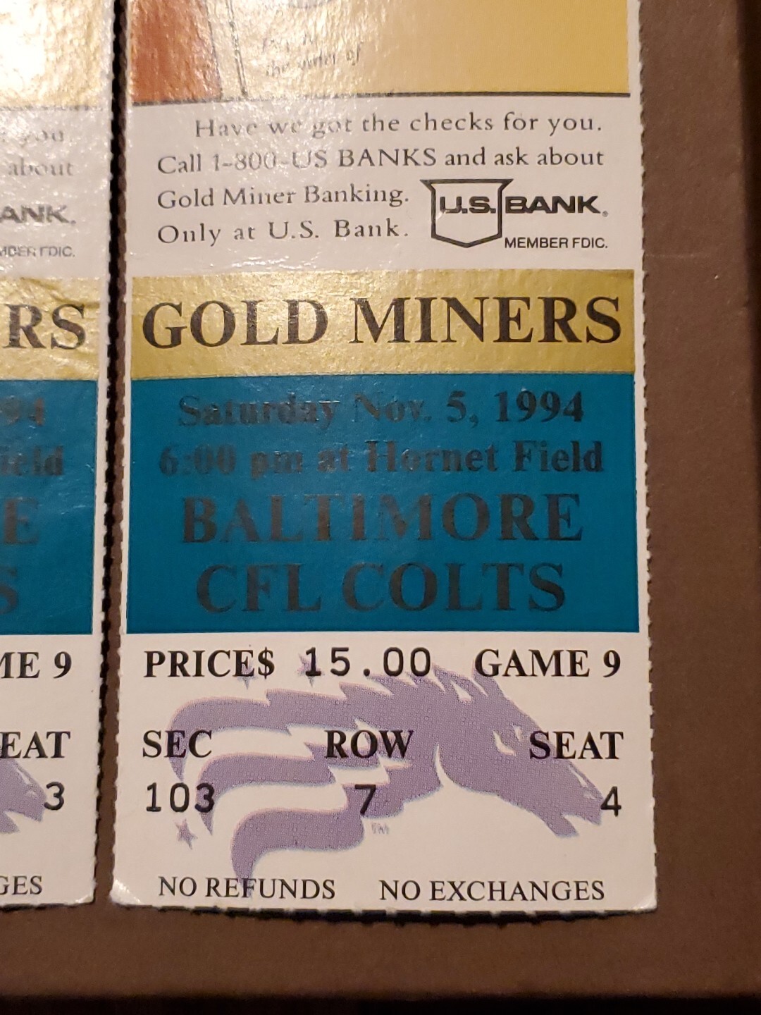 1994 Baltimore CFL Colts vs Sacramento Gold Miners Canadian Football ...