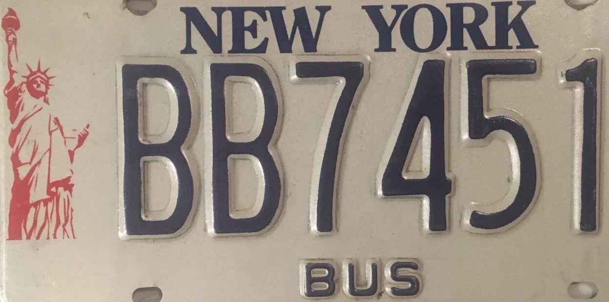 NY BUS license plate Coach School Omnibus Autobus Transit Electric ...