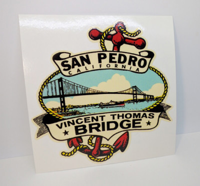 Vincent Thomas Bridge San Pedro CALIFORNIA Vintage Style DECAL / Vinyl ...