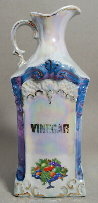 Antique White Block Germany Lusterware Vinegar Cruet Fruit | eBay