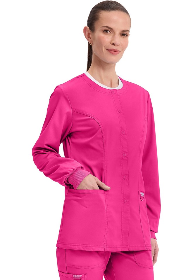 Electric Pink Cherokee Scrubs Workwear Revolution Warm Up Jacket WW310 ...